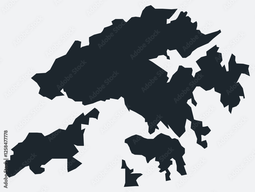 Hong Kong map. Just a simple border map. Shape of the country. Flat blank Hong Kong outline ...