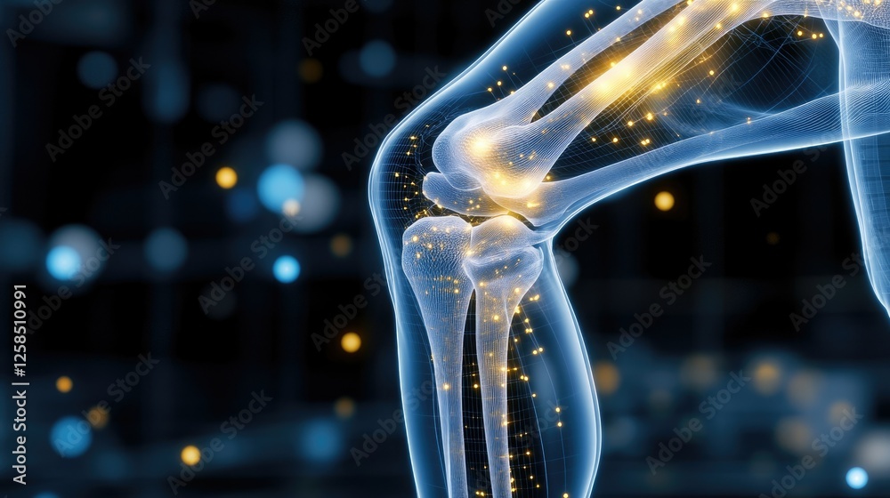 Detailed anatomical representation of a human knee joint showcasing ...