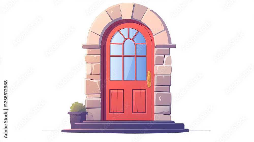 Cartoon door opening motion sequence animation. Close, slightly ajar ...