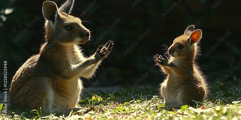 Eastern Grey Kangaroo (Macropus Giganteus) With its joey in the pouch ...