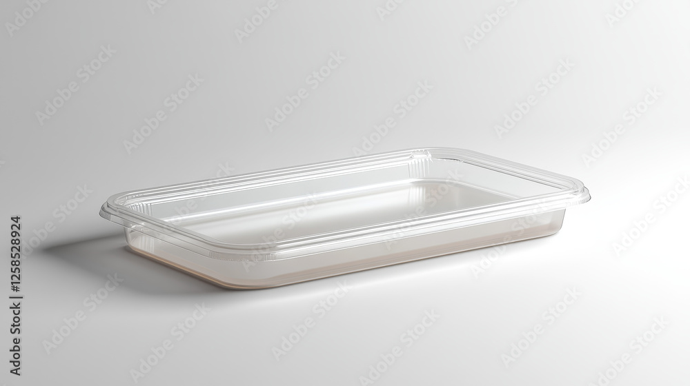 blank plastic food tray container with clear label template. realistic ...