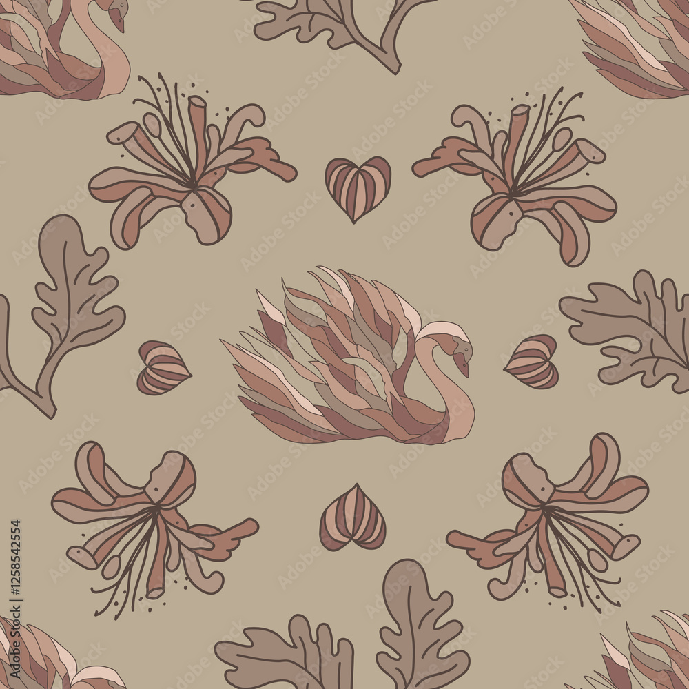 Pantone color of the year 2025,Mocha mouse, with a luxurious Swans in ...