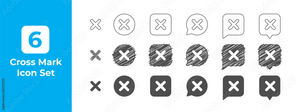 Cross Mark Icon Set for UI and Web Design Stock Vector | Adobe Stock