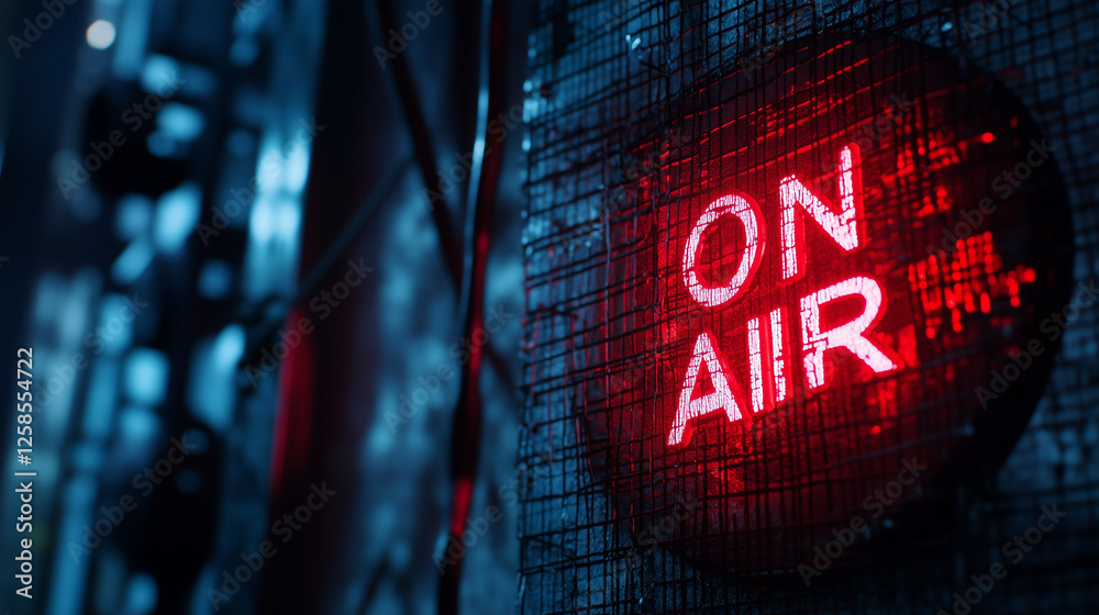 The LED light is emblazoned with red letters. "ON AIR" white background ...