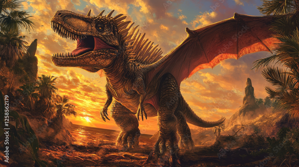 Ilustración de Stock Museum exhibit with stegosaurus dinosaur fossil ...