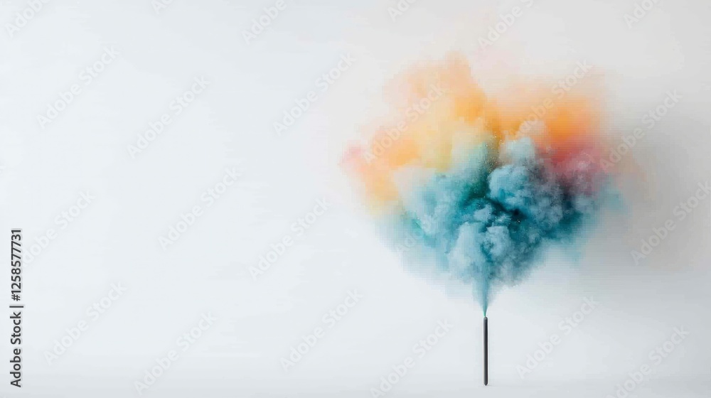 Pastel Rainbow Smoke Explosion on White Background Stock Illustration ...