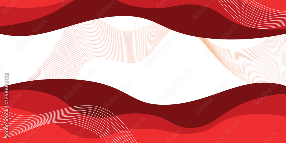 Vector red line background curve element with white space for text and message design ...