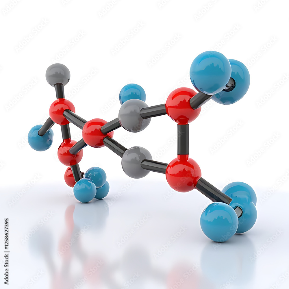Molecular structure model showcasing interconnected atoms in various ...