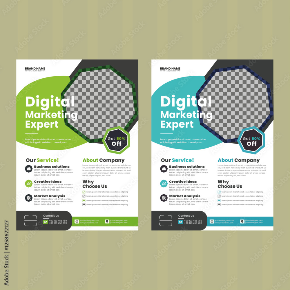 flyer design templates in A4 size,abstract business flyer and creative ...