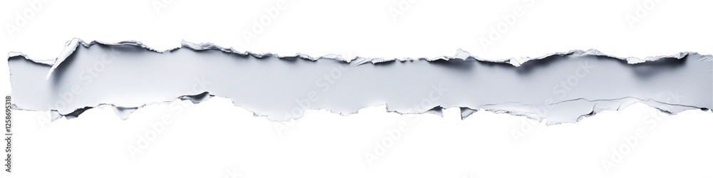 Torn Paper Strip: A long, irregular strip of gray paper is torn ...