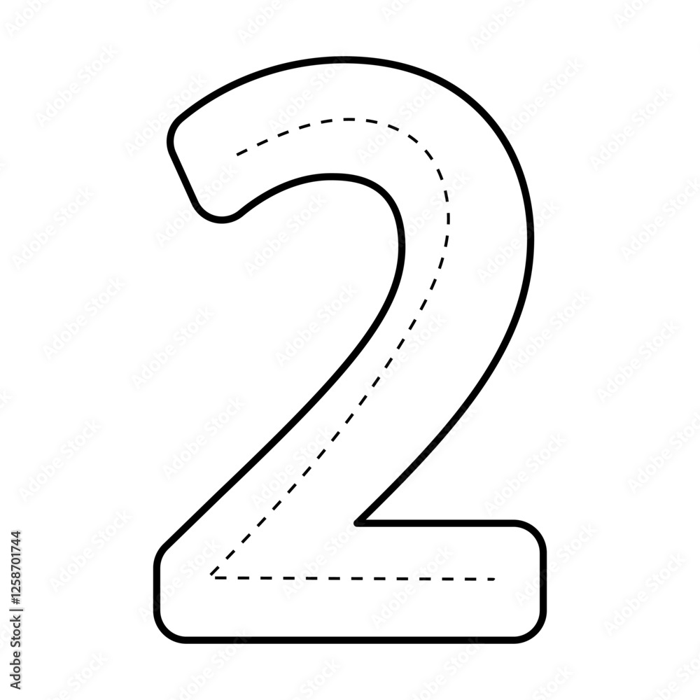 Black color Handrawn line 10 Numbers Tracing. Children Learning ...