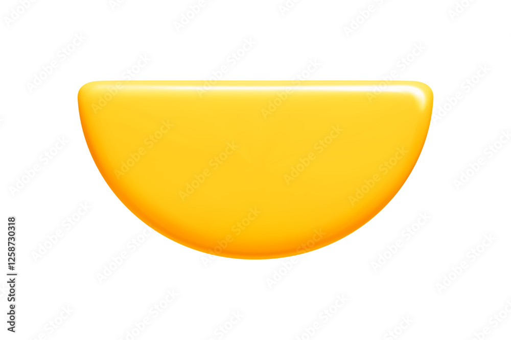 Yellow 3d callout banner shaped like semicircle with glossy rounded ...