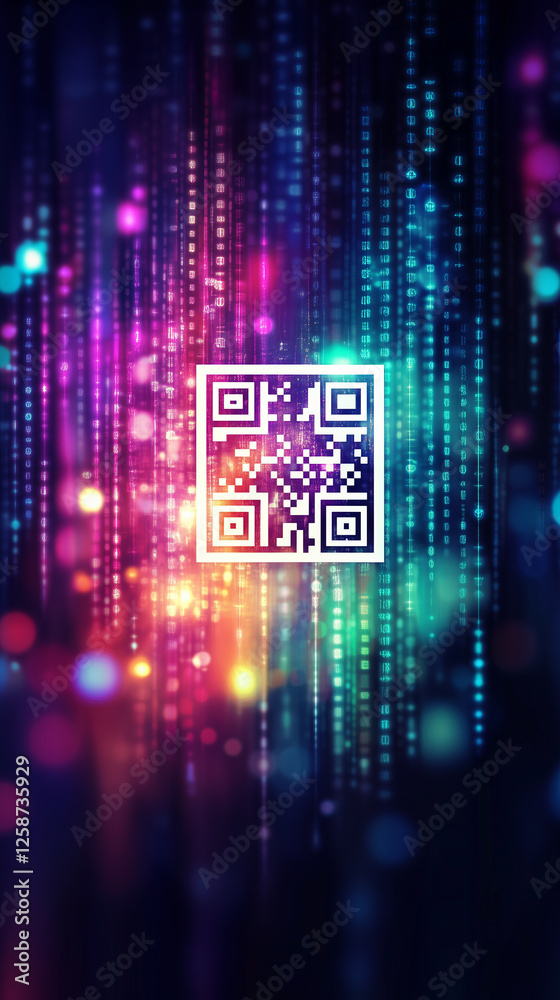 Colorful lights and family QR code creating an engaging digital ...