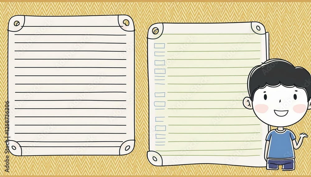 Memo frame note paper line cute planner sheet set. Notebook paper note ...