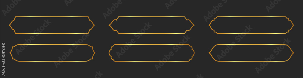 Islamic shapes gold banner. gold gradient border in islamic, arabic ...