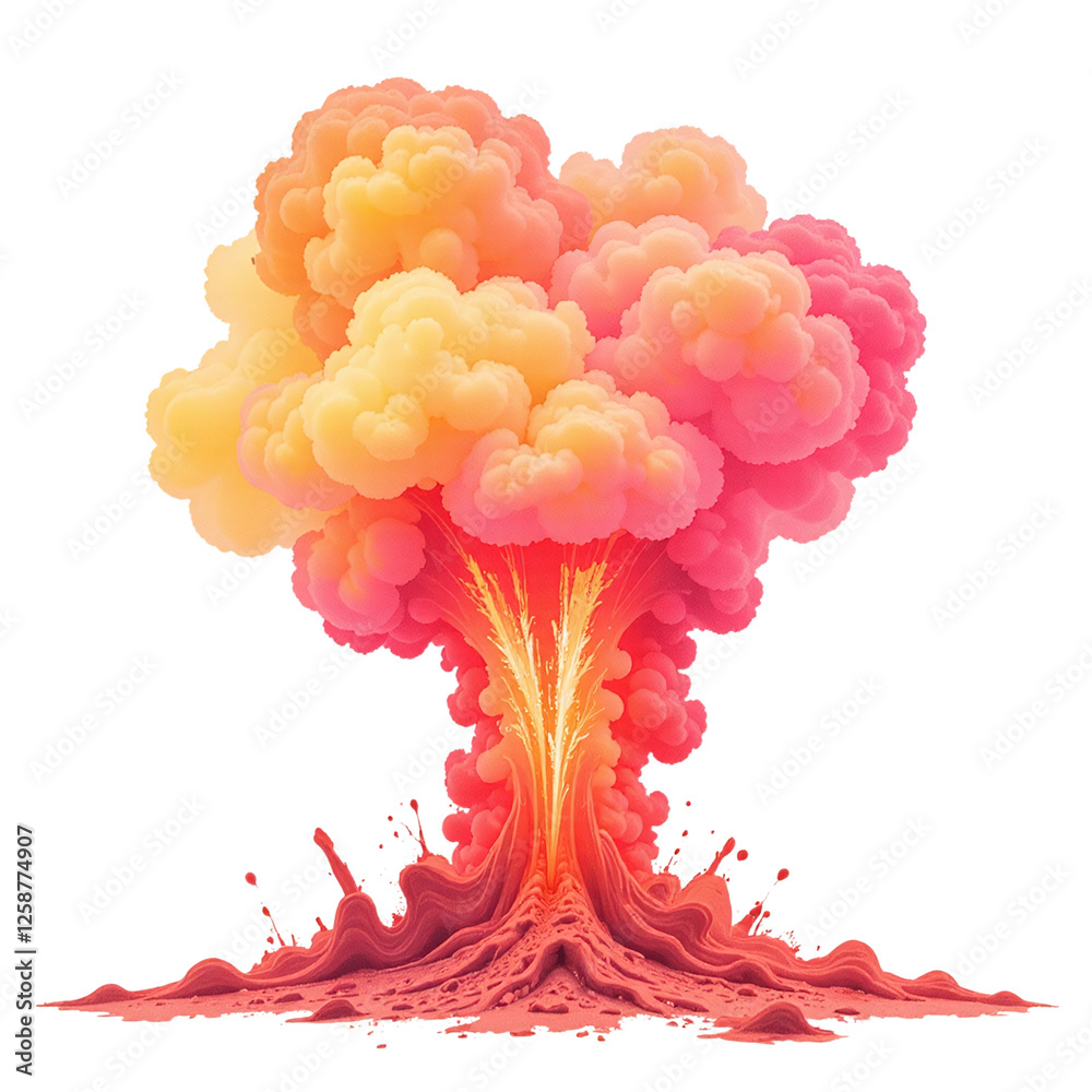 Cut out image of an artistic explosion resembling a volcano eruption ...