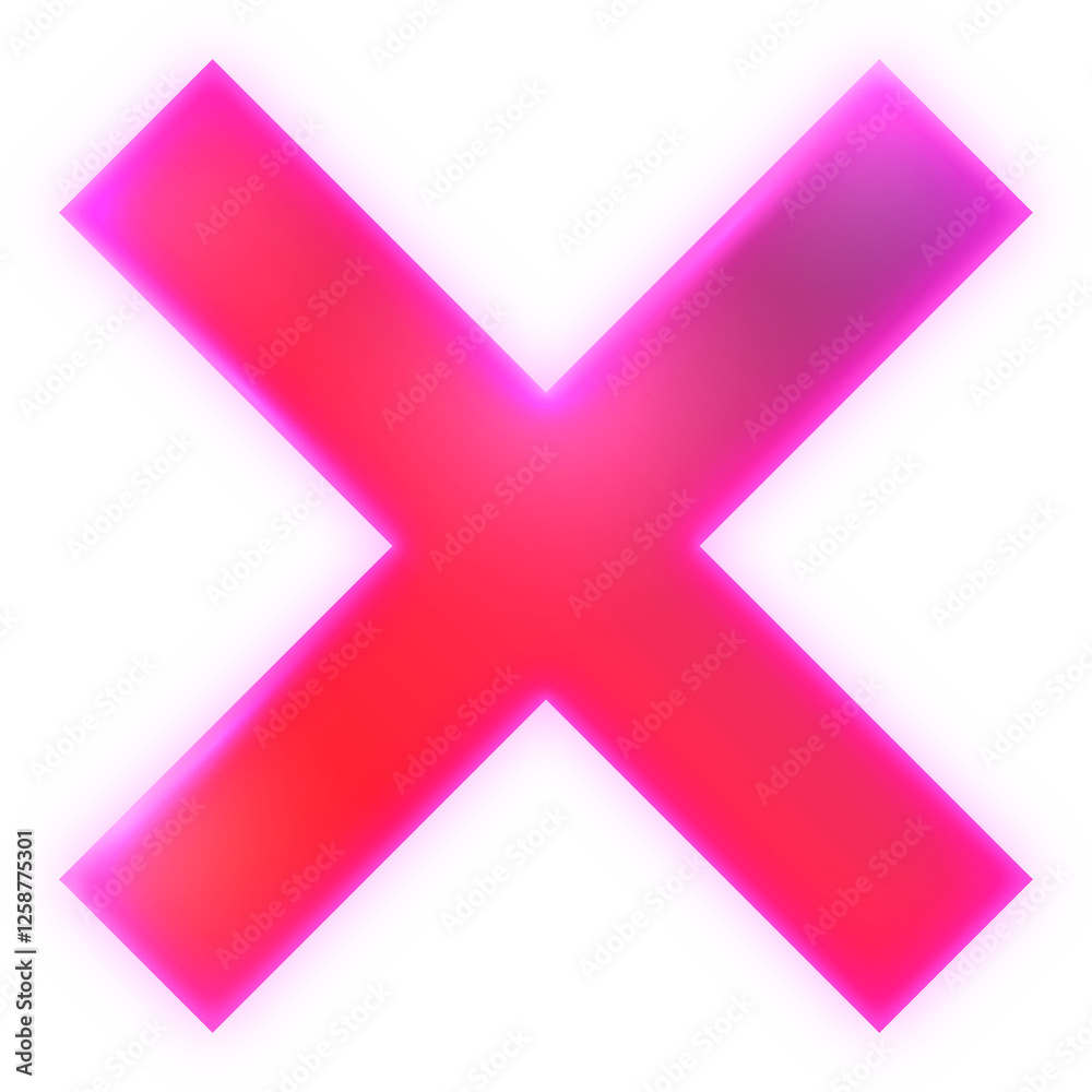 X mark png icon sticker, neon glow design on transparent background ...