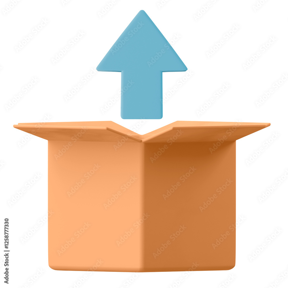 3D arrow box png, open file icon illustration on transparent background ...