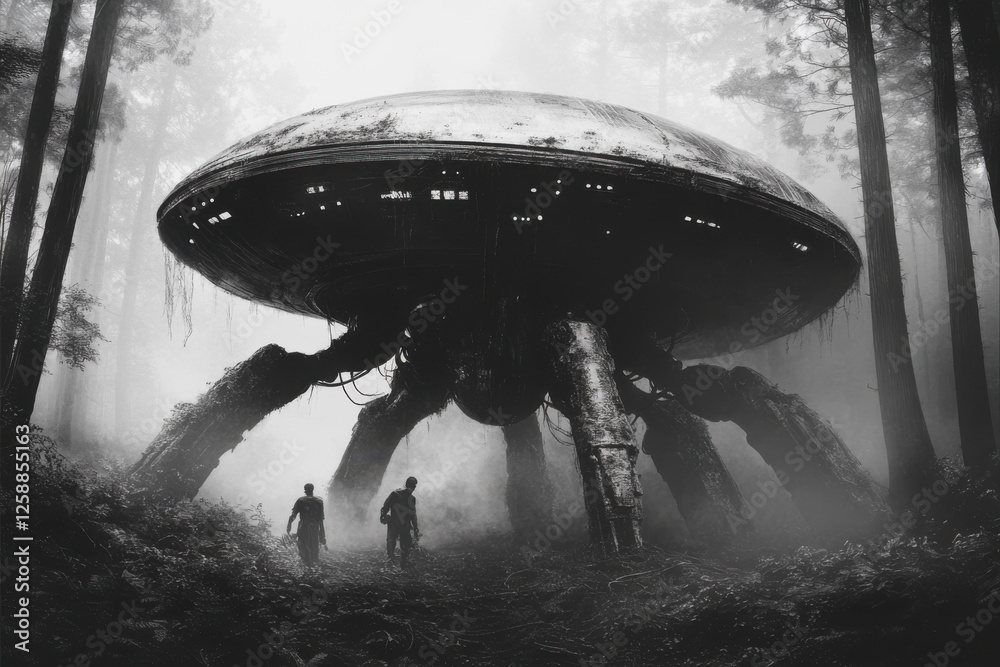 Vintage 70s japanese ufo horror poster featuring sci-fi alien encounter ...