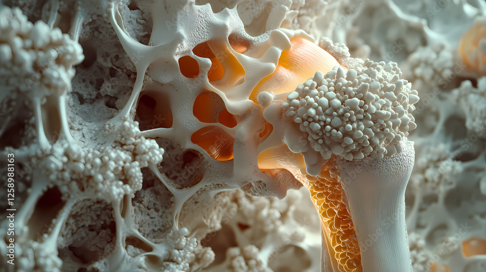 A detailed 3d render image of a human knee joint with inflammation in a ...