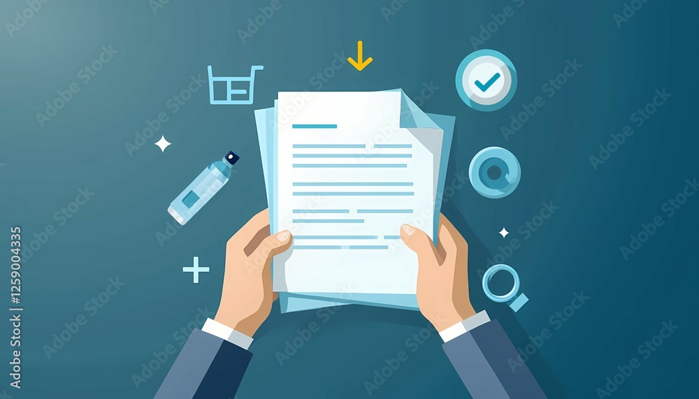Document Review and Quality Control Concept. Document with a checkmark ...