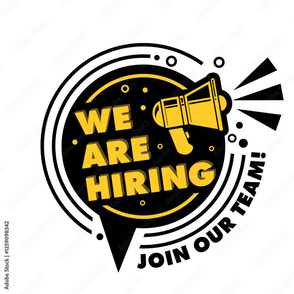 We are hiring. Join our team. Recruitment advertising template. Vector announcement job ...