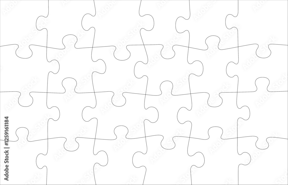 Blank Puzzle Pieces Complete Jigsaw Vector Strokes Background Overlay ...