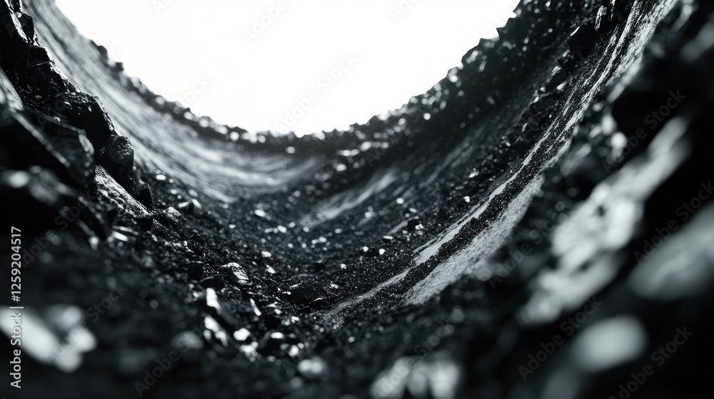 Dark, textured coal mine tunnel, bright exit, industrial background ...