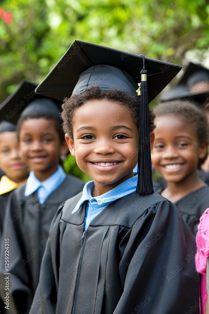 Young boy is smiling at his preschool graduation ceremony Stock Photo ...