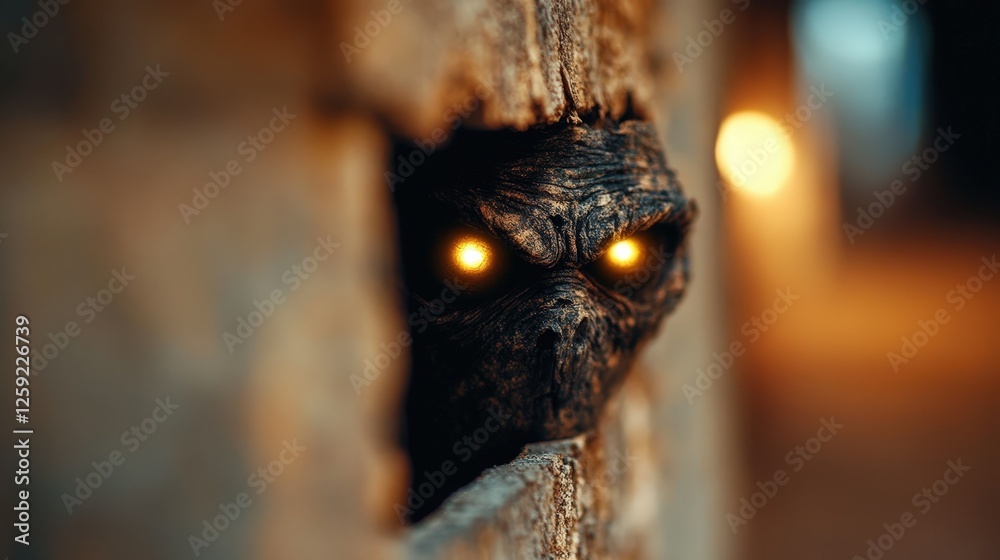 Mysterious creature peeking around wall abandoned building horror ...