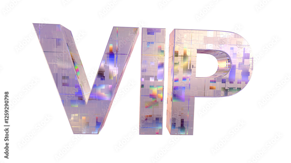3d VIP text with silicon semiconductor wafer texture isolated on a ...