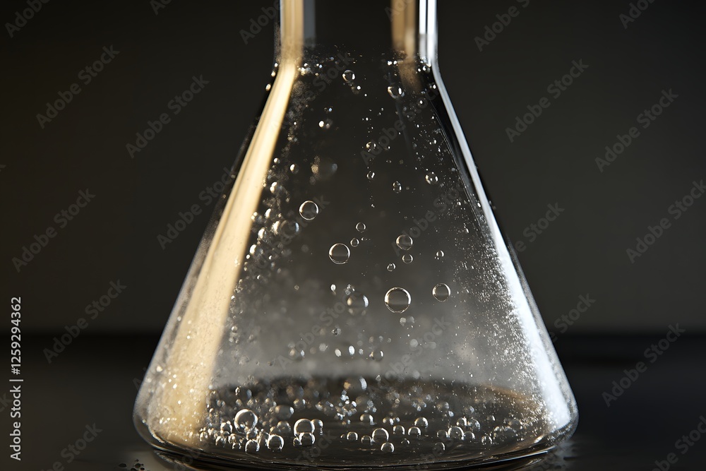 Carbon dioxide in a glass container with bubbles soft lighting science ...