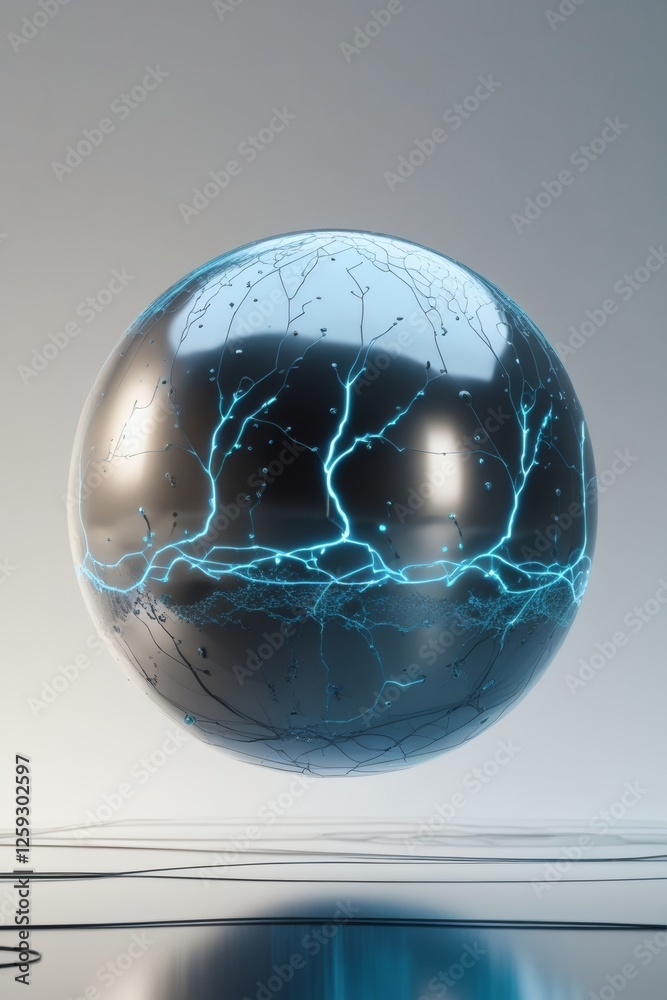 Liquid Metal Sphere with Glowing Neural Patterns – Ultra-Realistic AI ...