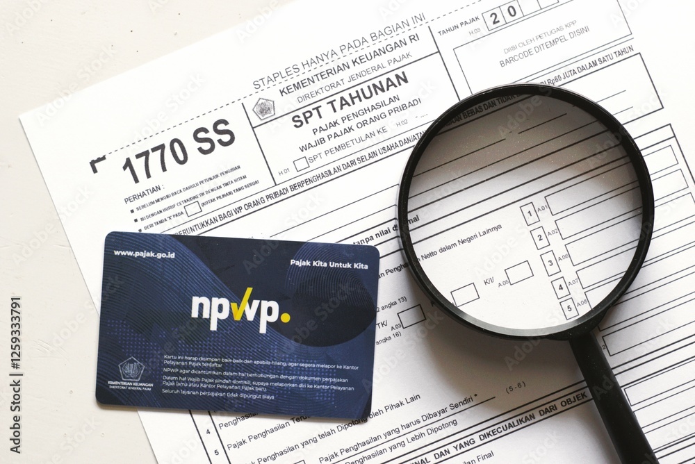 Yogyakarta, Indonesia - February 12, 2025: A tax form with Indonesian ...