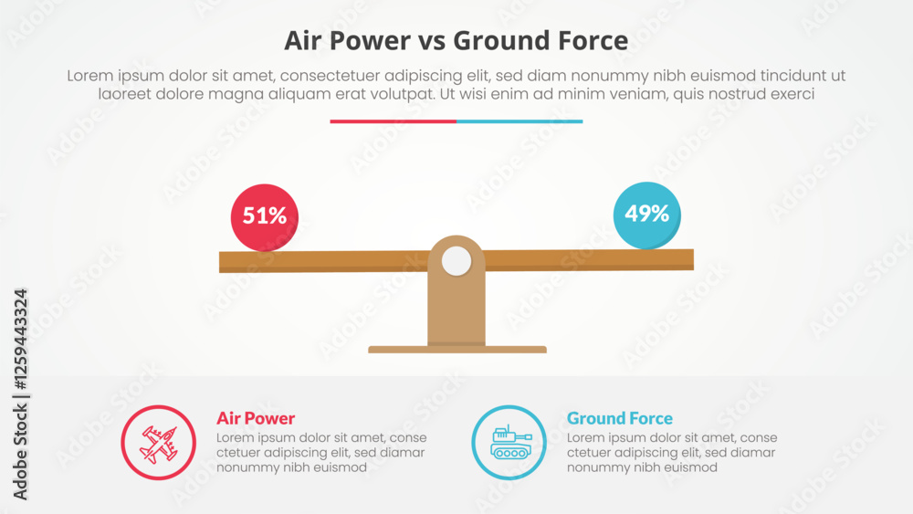 air power vs ground force comparison opposite infographic concept for ...