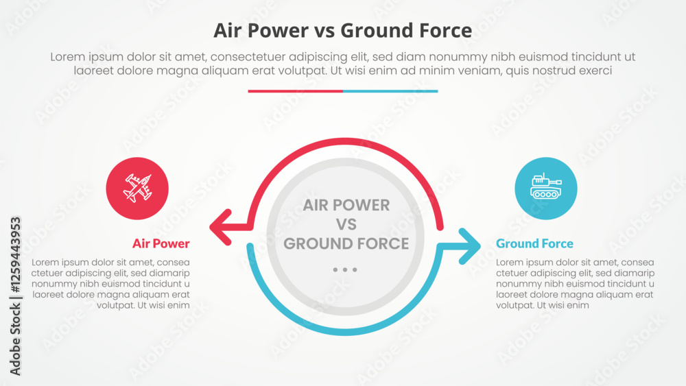 air power vs ground force comparison opposite infographic concept for ...