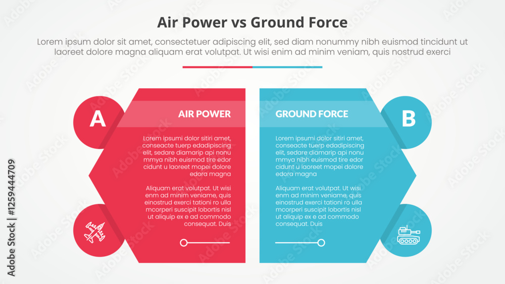 air power vs ground force comparison opposite infographic concept for ...