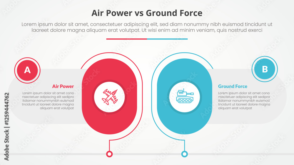 air power vs ground force comparison opposite infographic concept for ...