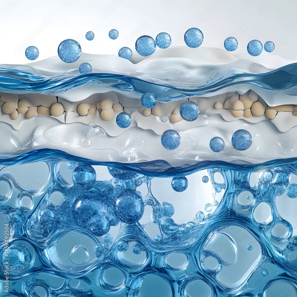 Detailed Cross Sectional Diagram of Layered Skin Structure with Glass ...