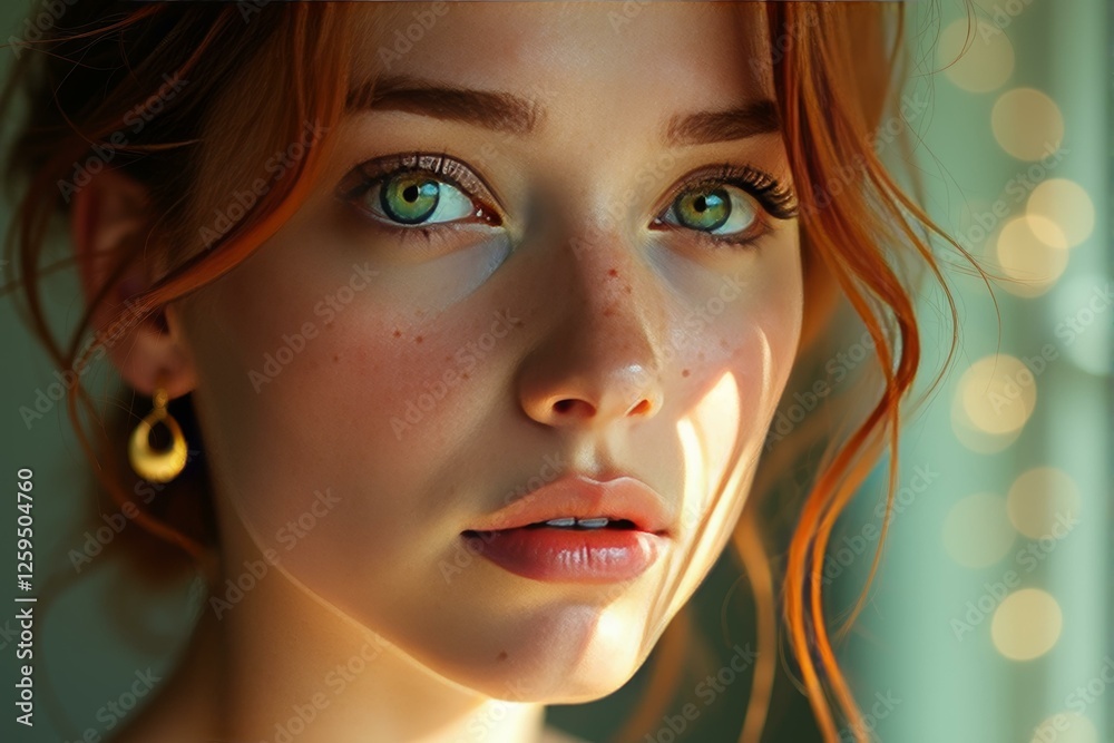 Captivating Beauty – Green-Eyed Woman with Freckles and Natural ...