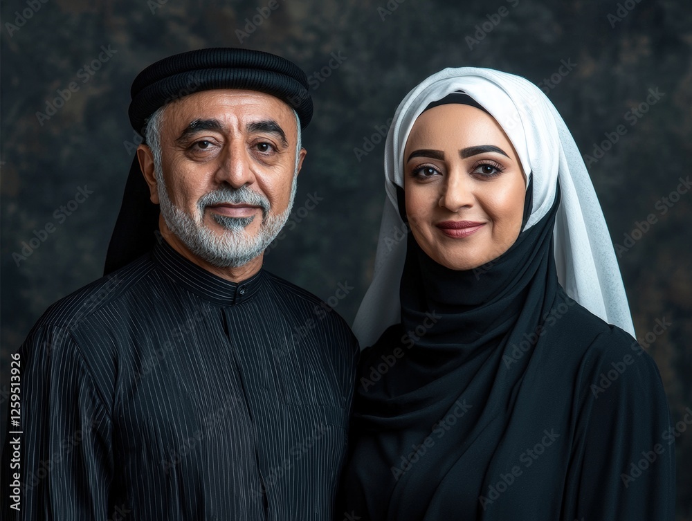 Stunning Egyptian Couple in Traditional Galabeya Attire for Cultural ...