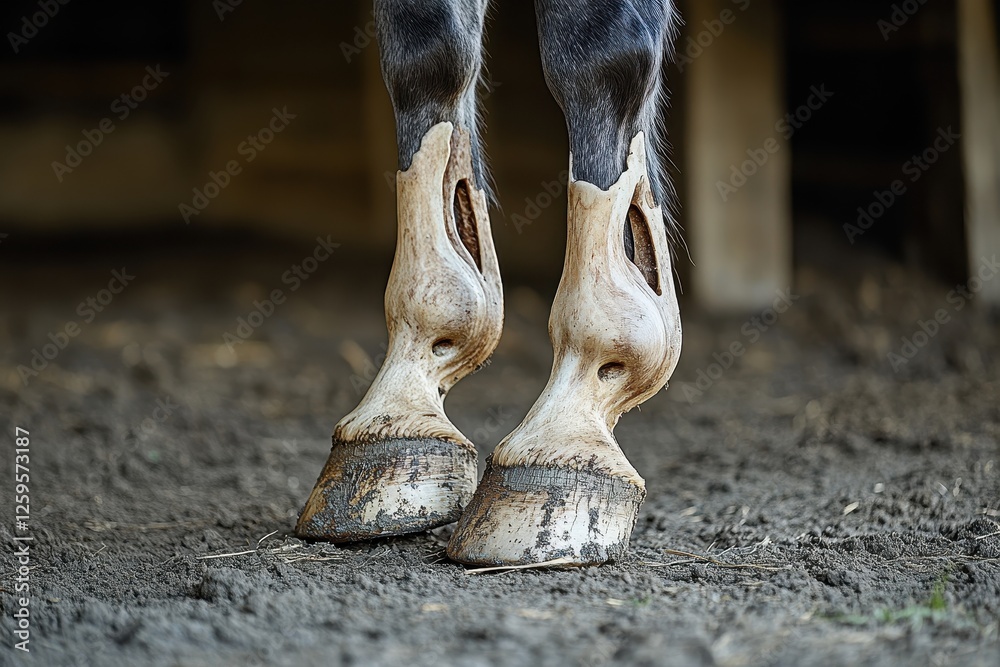 Close-up of horse's lower legs and hooves, showing detail. Ideal for ...