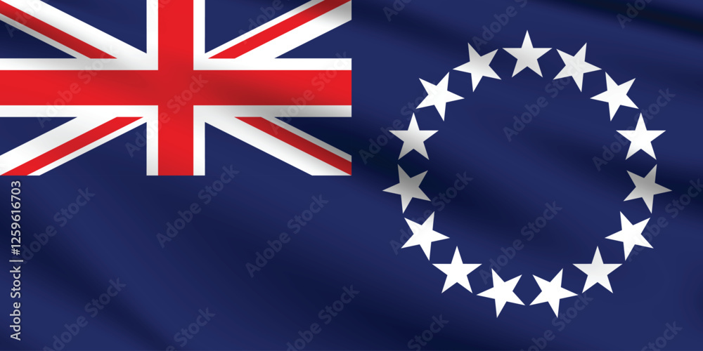 Flag of Cook Islands. Cook Islands flag official size and color ...