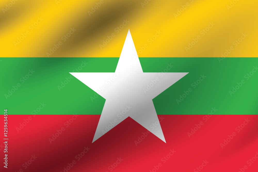 Flag of Myanmar. Myanmar flag official size and color standards digital ...