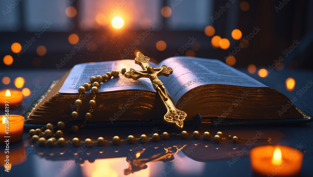 Background Illustration of the Sacred Bible: Front View Depicting Faith ...