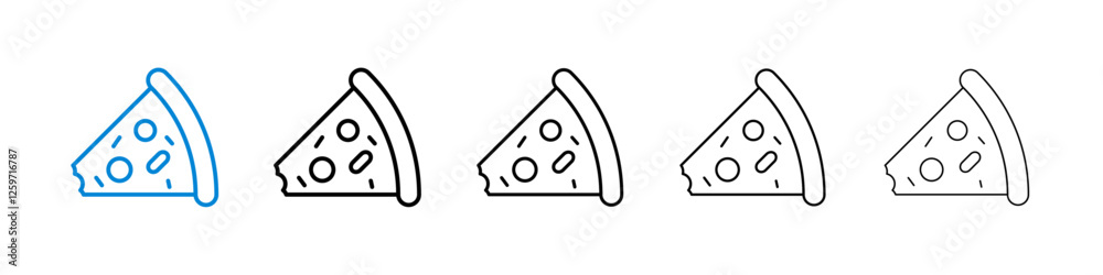 Pizza slice icons in five different stroke sizes Stock Vector | Adobe Stock
