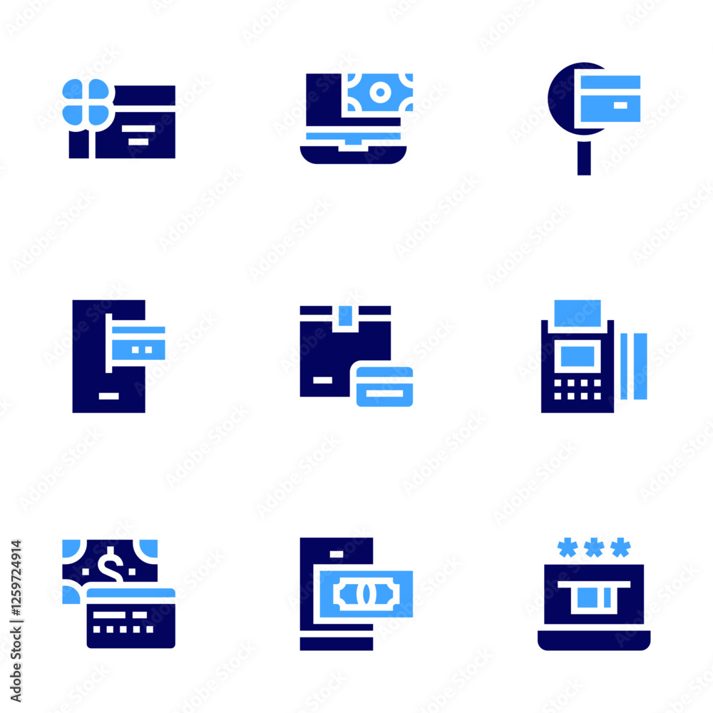 Payment icon set. Bold style. Duotone colors. payment, online payment ...