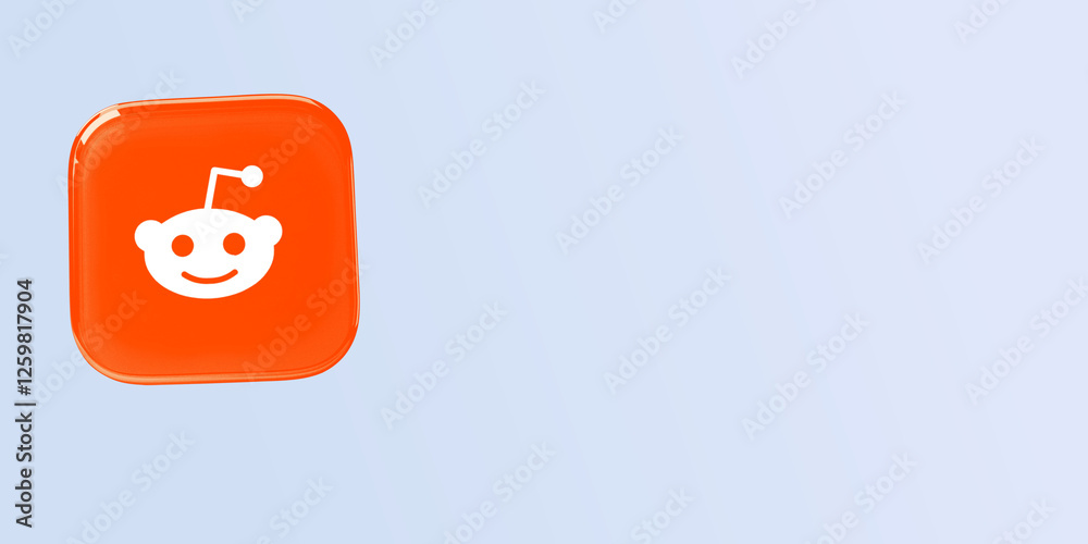 Reddit app logo. Reddit logo on a gray background, white square with ...