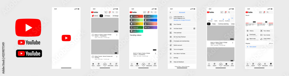 Youtube multimedia player window template. Youtube video template set ...