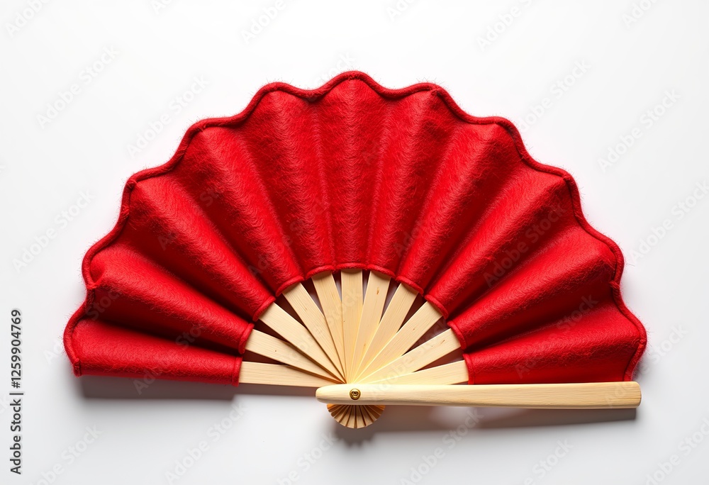 3D Cartoon Felt Chinese Fan: Furry Texture and Bright Colors, Rendered ...